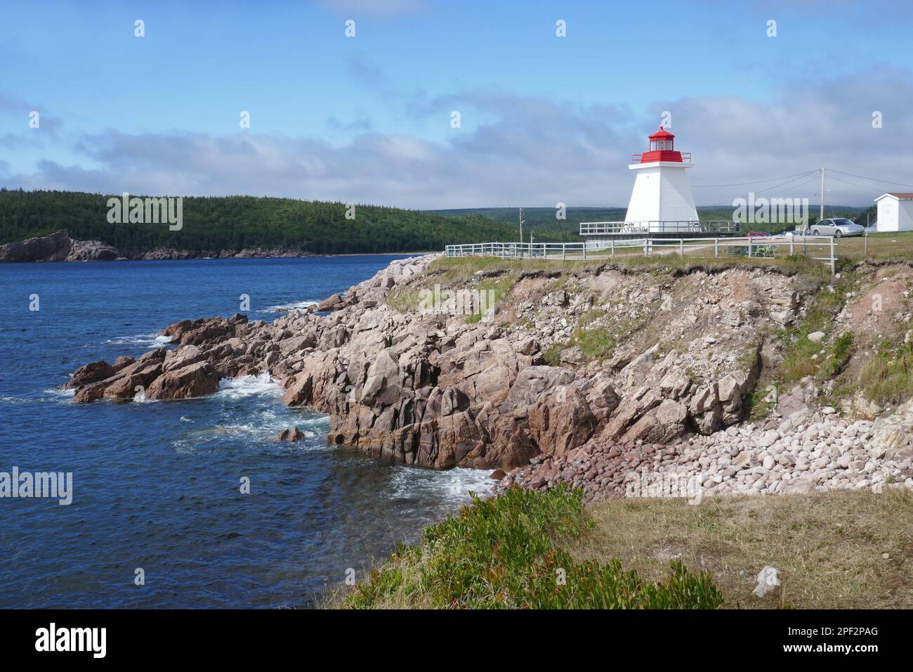 Canadian lighthouse at Neils Harbor on the Cabot Trail in Cape Breton ...