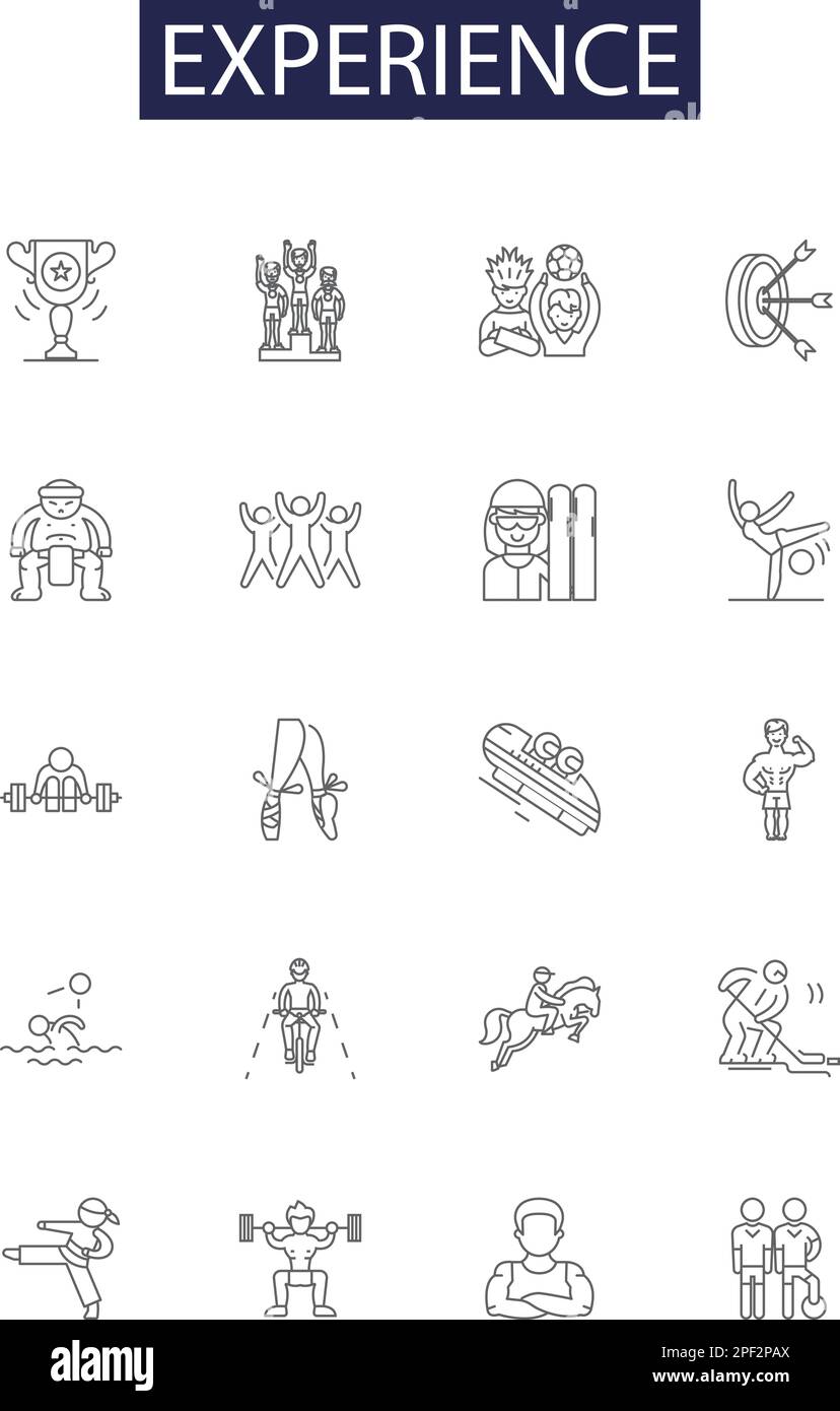 Experience line vector icons and signs. Exposure, Acquaintance ...