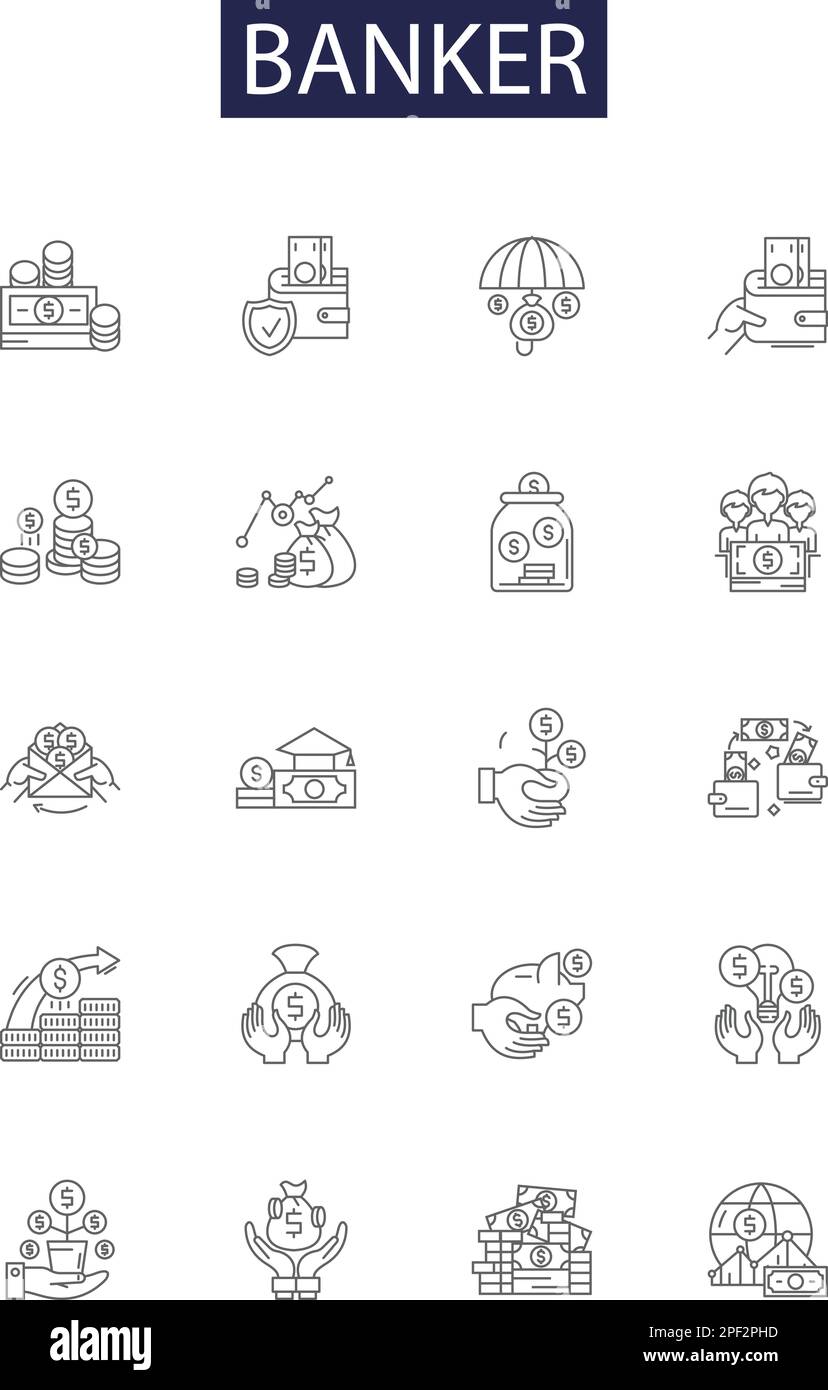 Banker Line Vector Icons And Signs Banker Professional Financial People Man Office