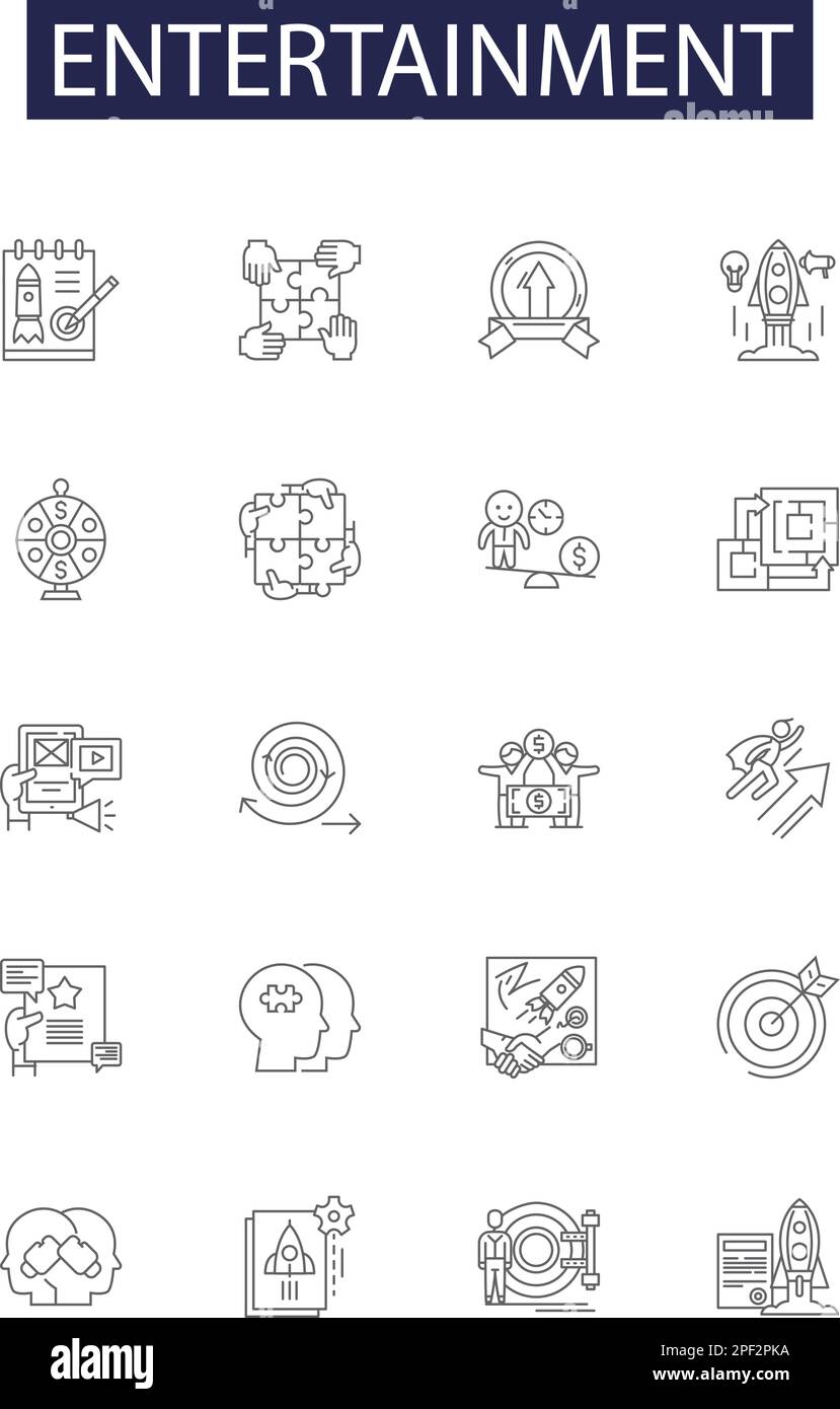 Entertainment line vector icons and signs. Music, Movies, Shows, Sports ...