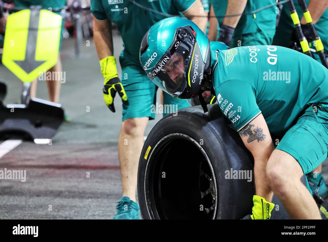 Jeddah, Saudi Arabia. 16th Mar, 2023. Aston Martin F1 Team mechanics ...