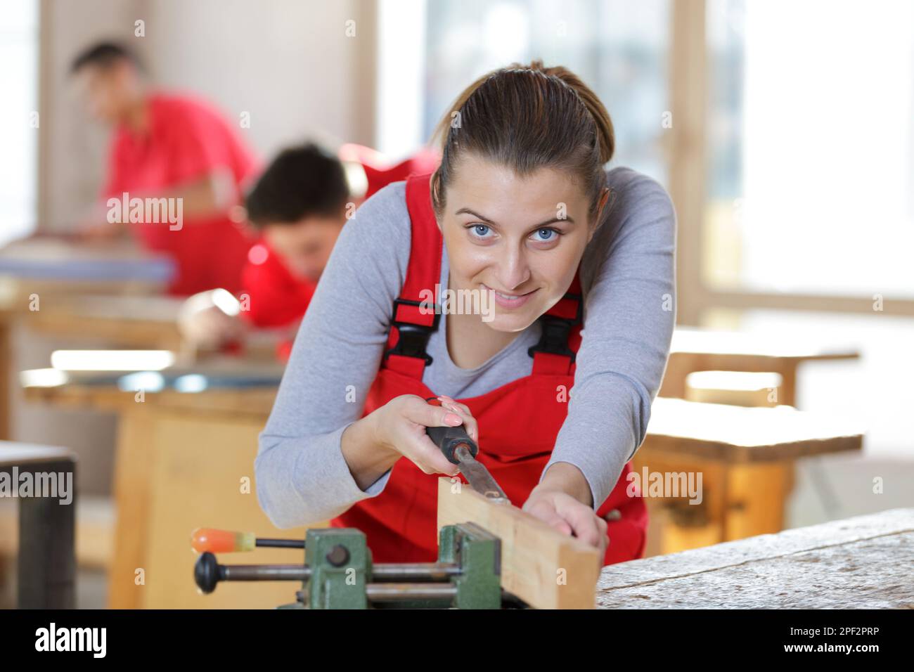 woman carpentry using a chisel Stock Photo - Alamy