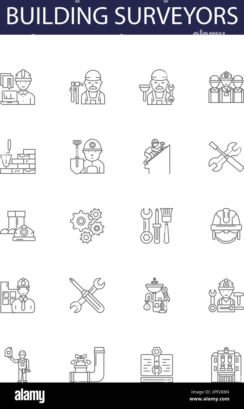 Building Surveyors Line Vector Icons And Signs Building Constructing Mapping Engineering
