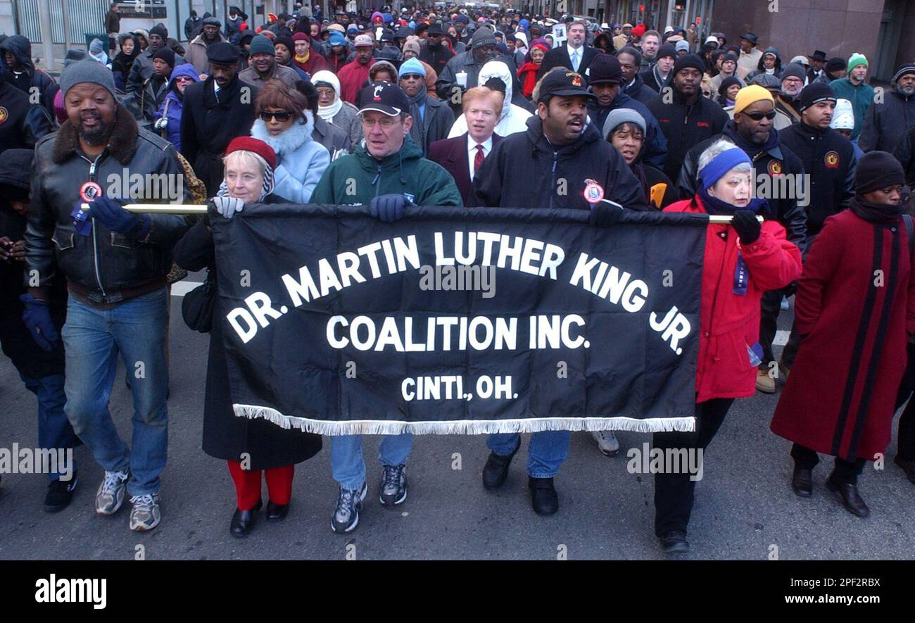 Marchers, including the Mayor of Cincinnati Charlie Luken, third from ...