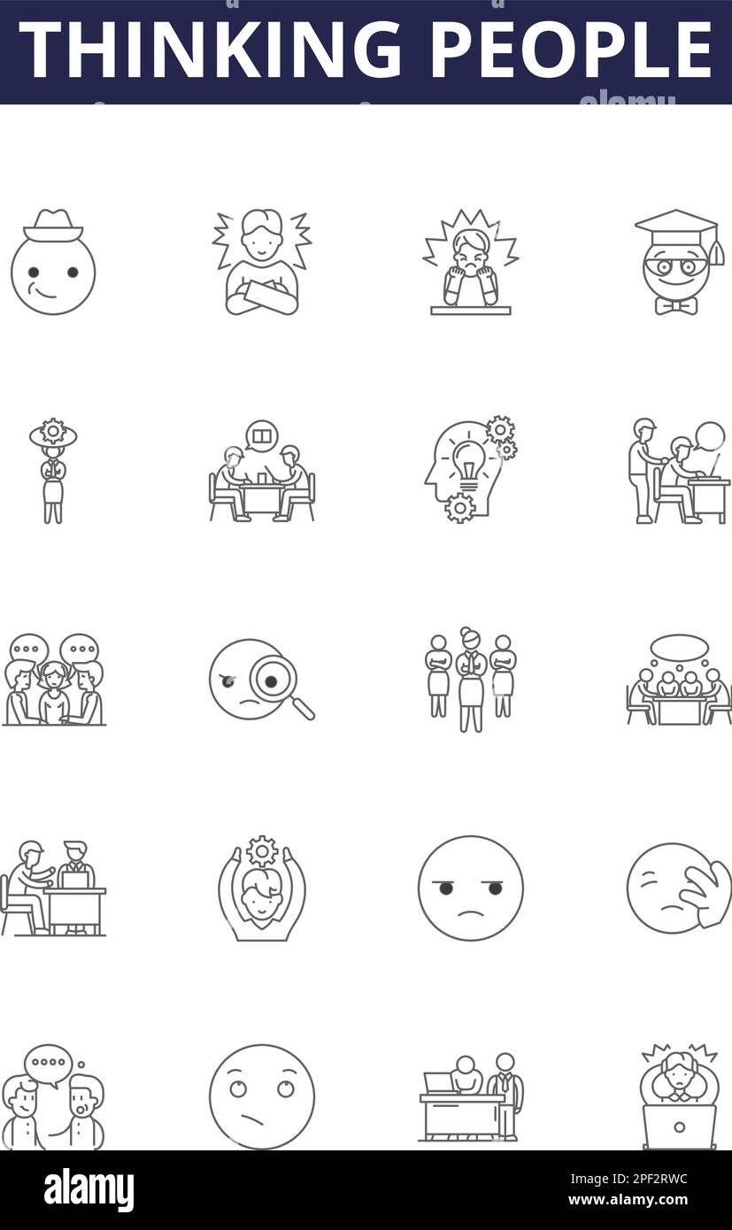 Thinking people line vector icons and signs. Rational, Imaginative ...