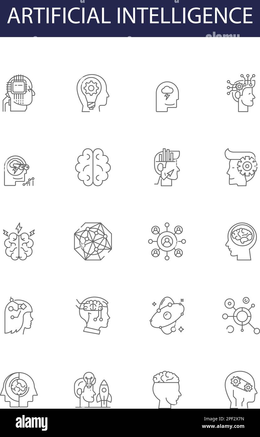 Artificial intelligence line vector icons and signs. Robotics, Machine ... Artificial intelligence line vector icons and signs. Robotics, Machine ...