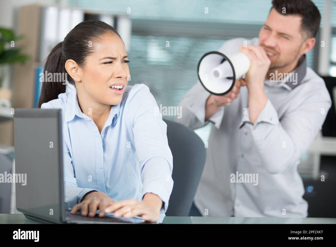 Businessman speaking through megaphone hi-res stock photography and ...