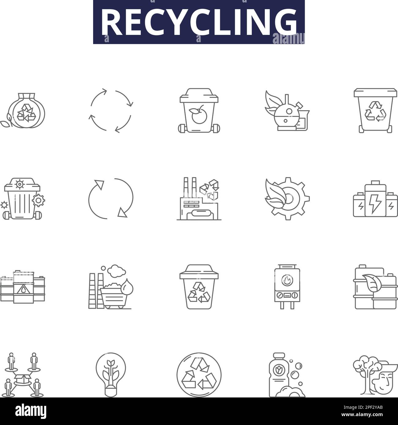 Recycling Line Vector Icons And Signs Reuse Upcycle Reduce Salvage Repurpose Compost