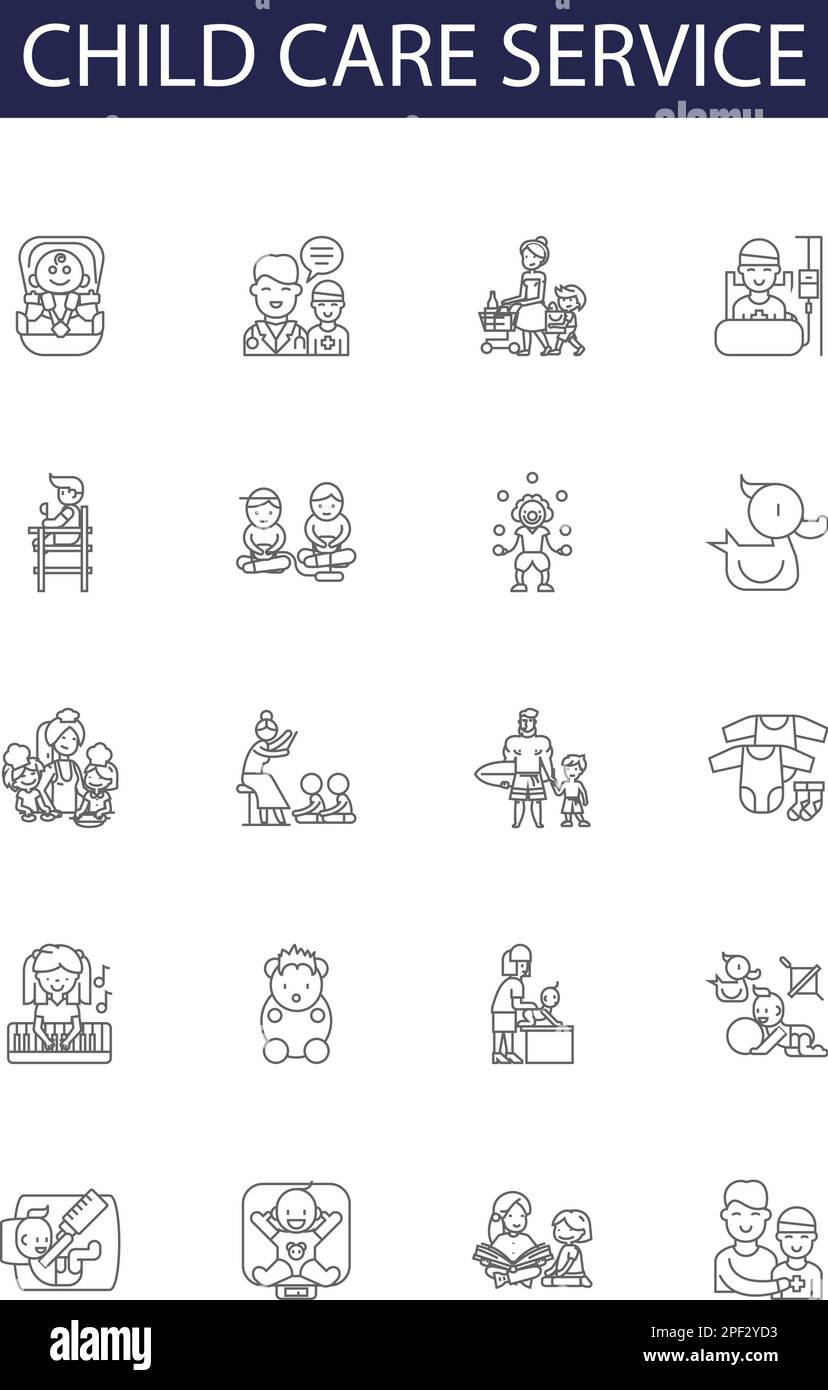 Child care service line vector icons and signs. service, child, help ...