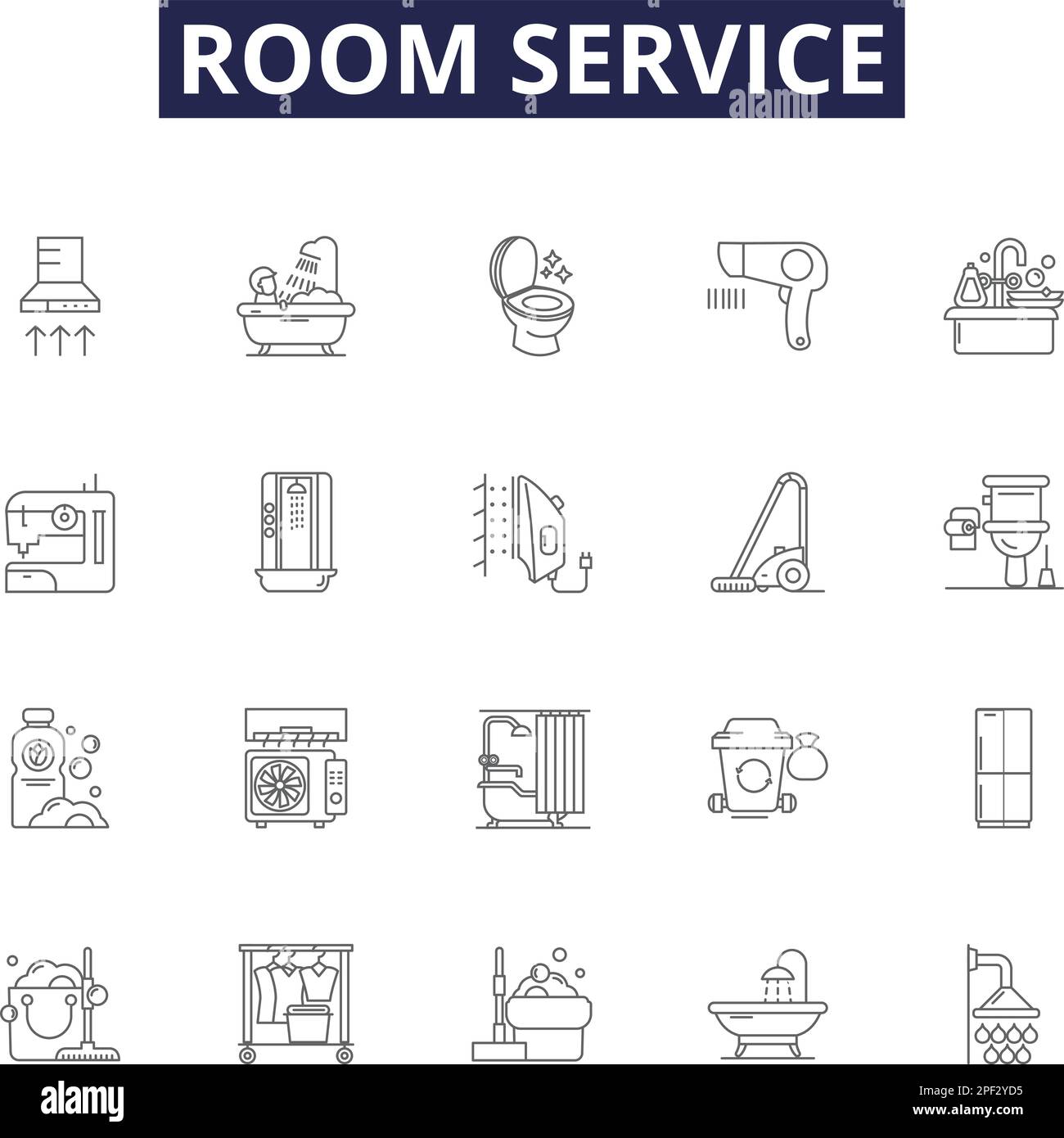 Room service line vector icons and signs. service, room, food ...