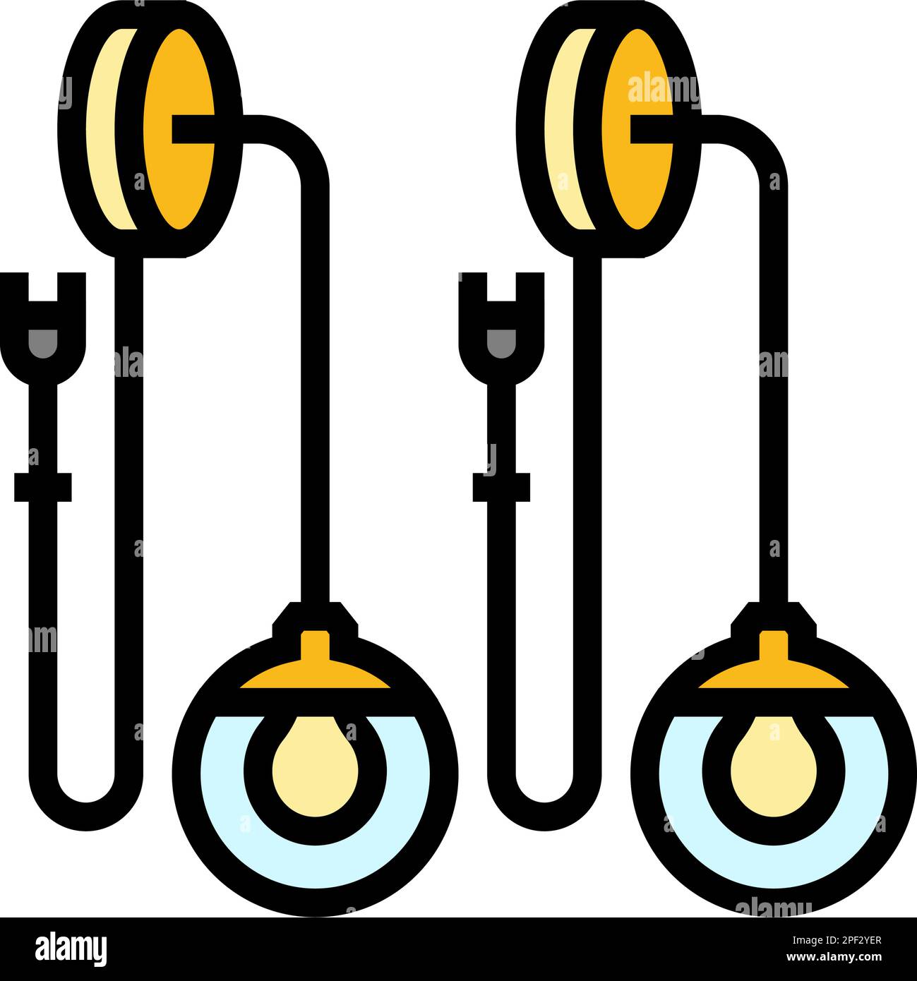 wall sconces bedroom interior color icon vector illustration Stock ...