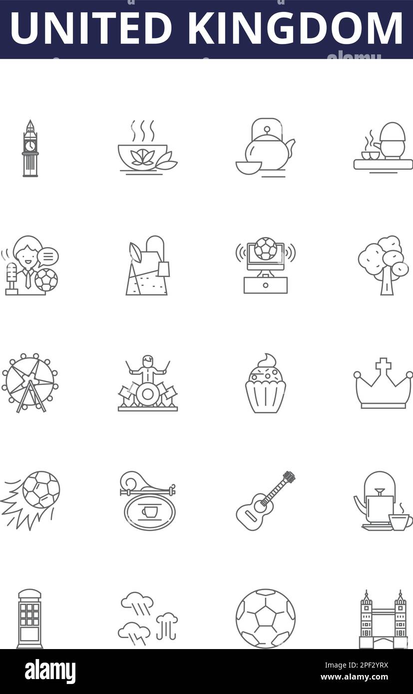 United kingdom line vector icons and signs. Britain, Nations, England, Scotland, Wales, Union ...