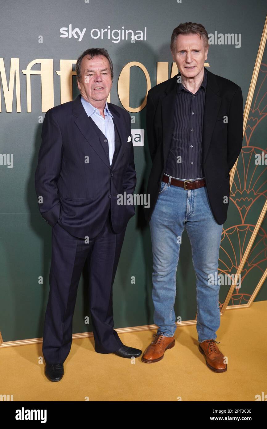 Neil Jordan (left) and Liam Neeson attend the UK premiere of Marlowe at ...