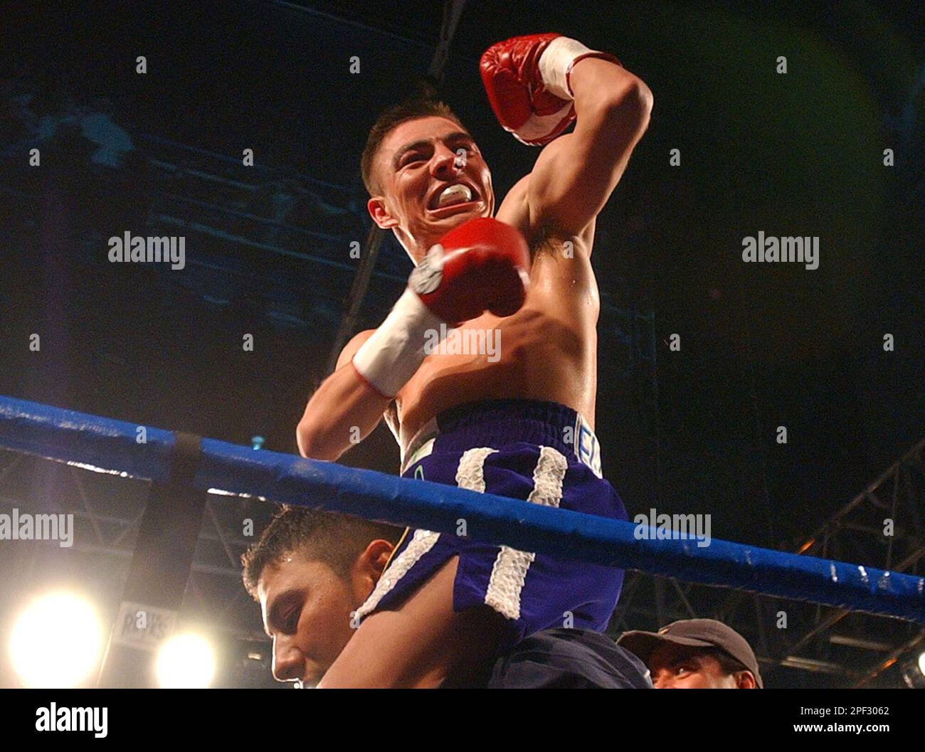 Mexico's Jorge Arce celebrates his knock out victory over Joma Gamboa ...