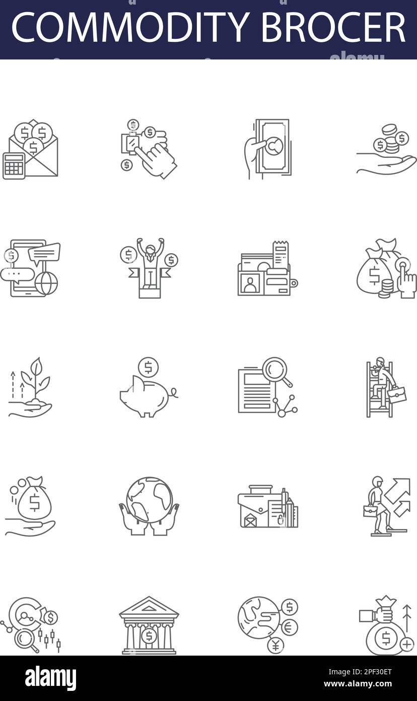 Commodity brocer line vector icons and signs. Broker, Trading, Futures ...