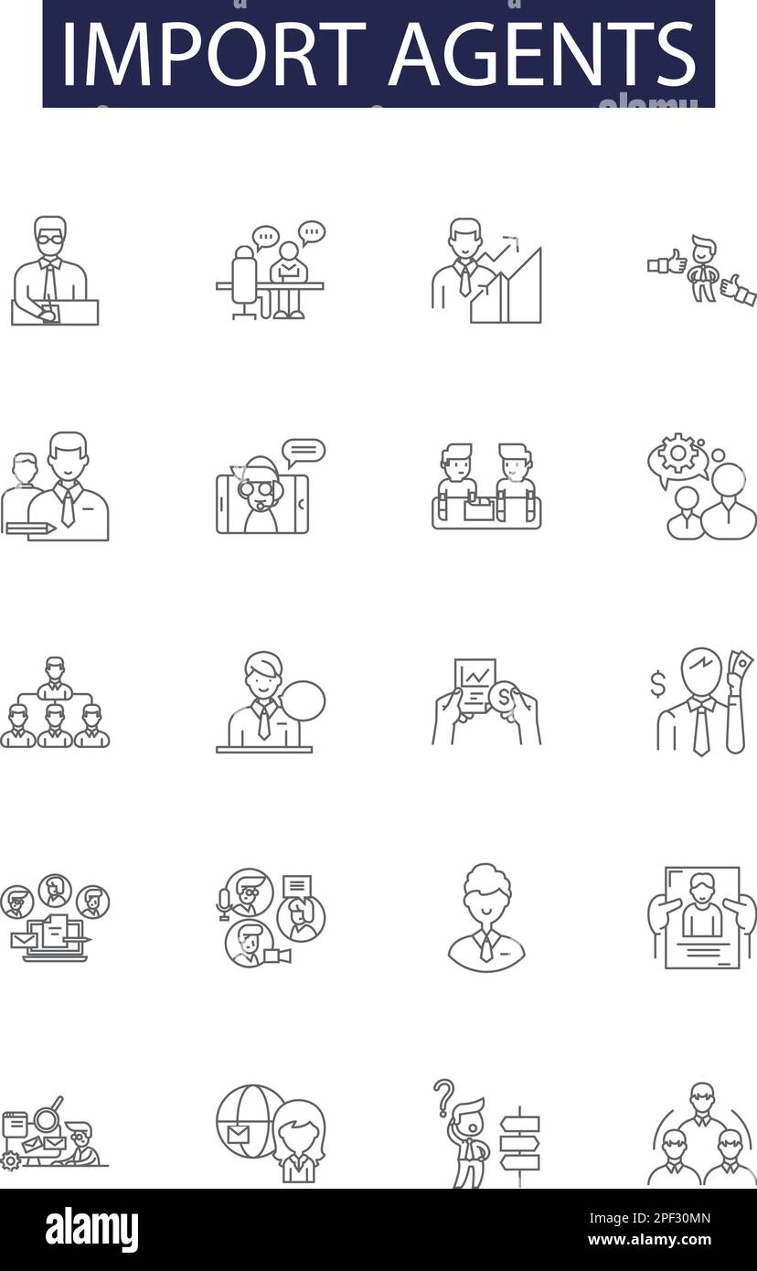 Import agents line vector icons and signs. Agents, Brokers, Shippers ...