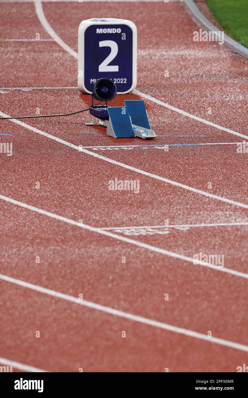 Starting block at the European Athletics Championship 2022 Stock Photo ...