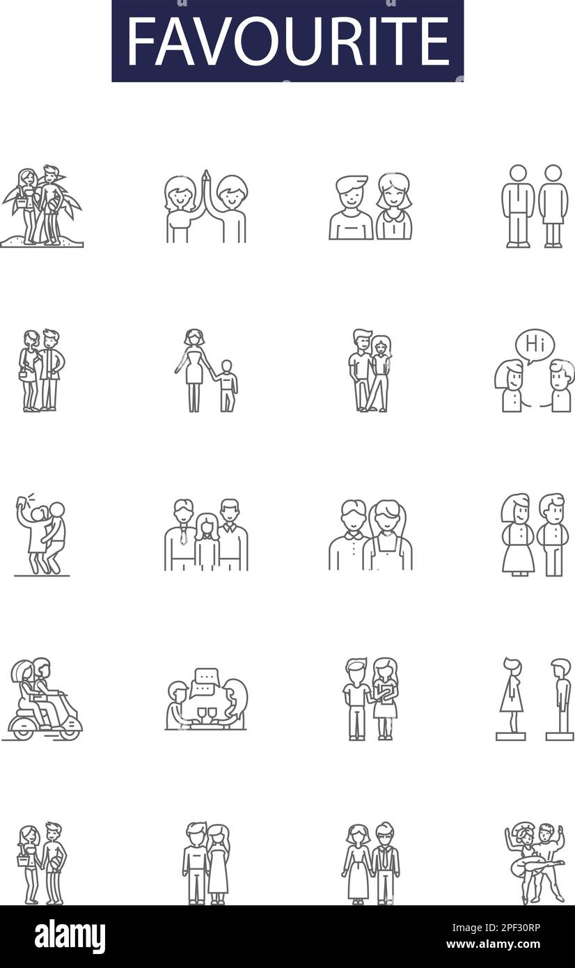 Favourite line vector icons and signs. beloved, cherished, favorite ...