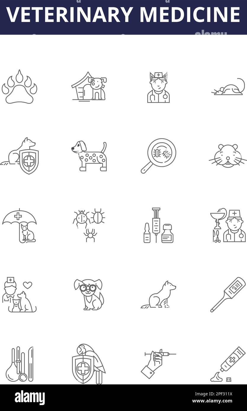 Veterinary medicine line vector icons and signs. Medicine, Animal, Care ...
