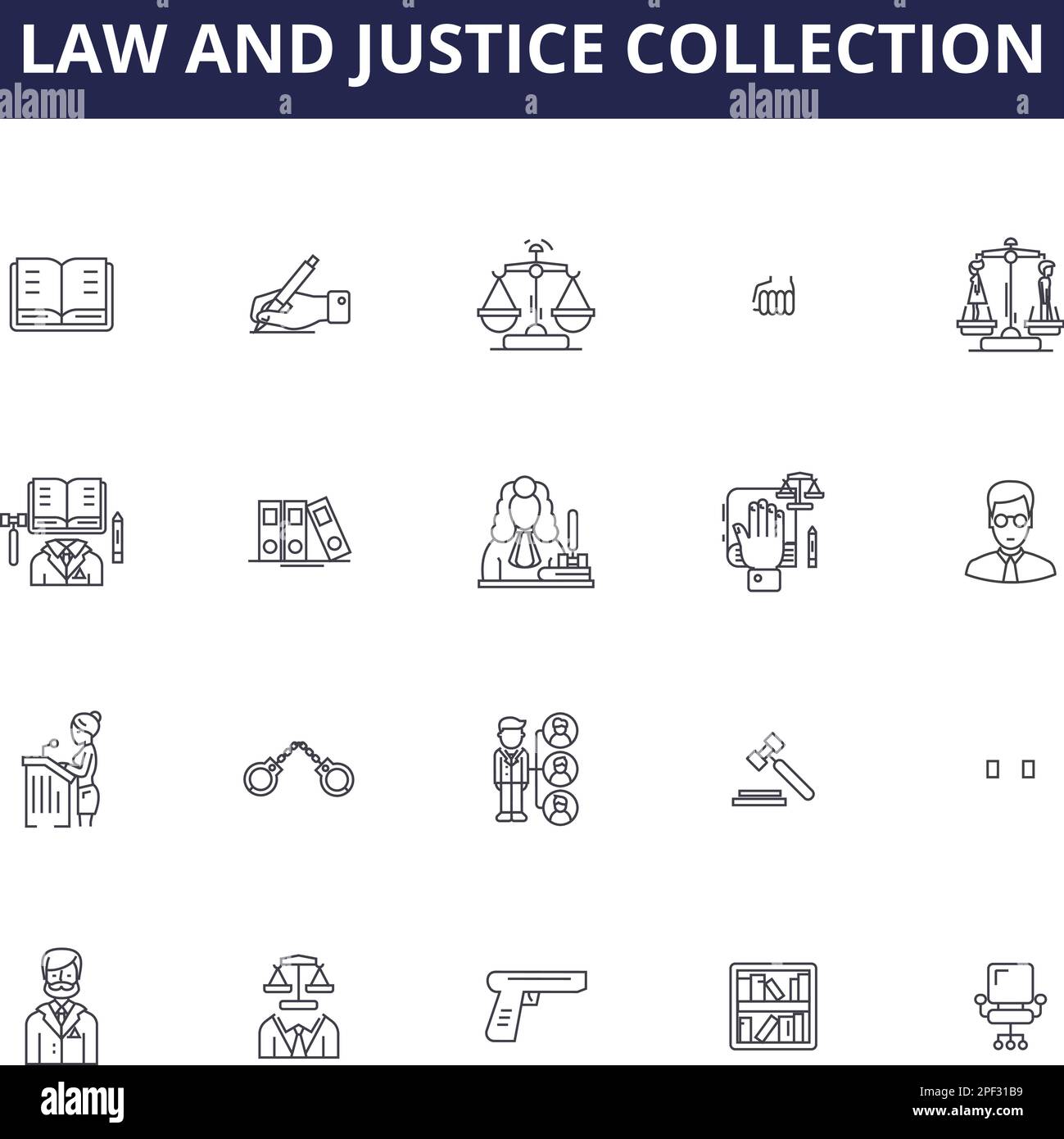 Law and justice collection line vector icons and signs. justice, legal ...
