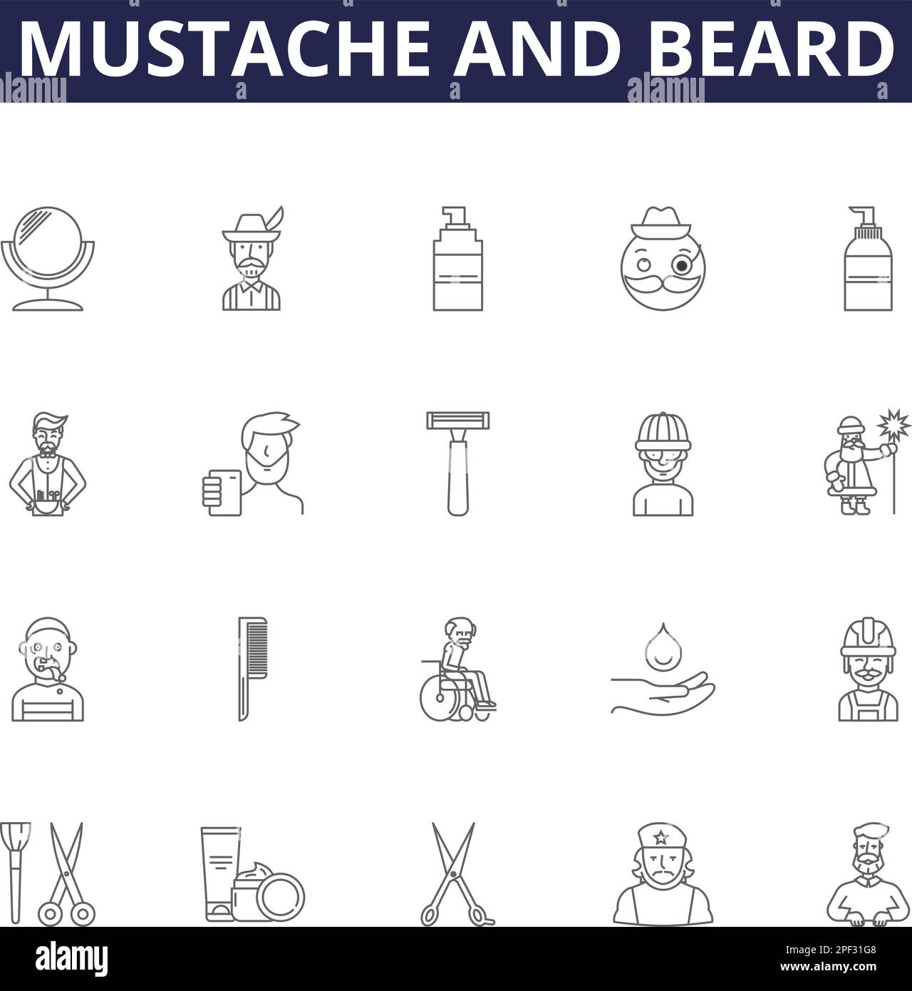Mustache and beard line vector icons and signs. beard, moustache ...