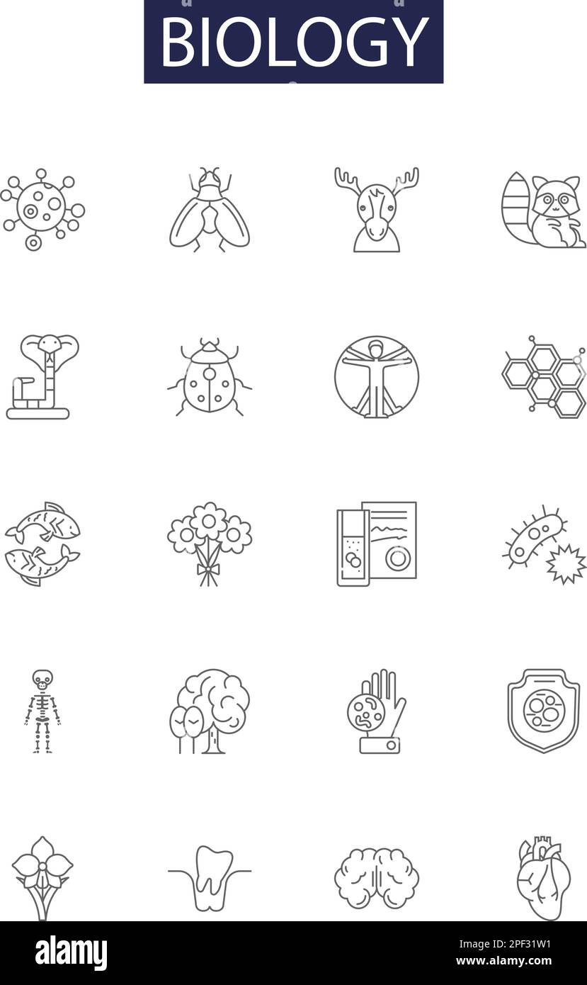 Biology line vector icons and signs. genetics, evolution, cells ...