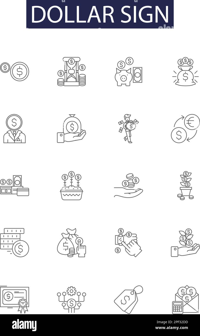 Dollar sign line vector icons and signs. Sign, Currency, Symbol, Money ...