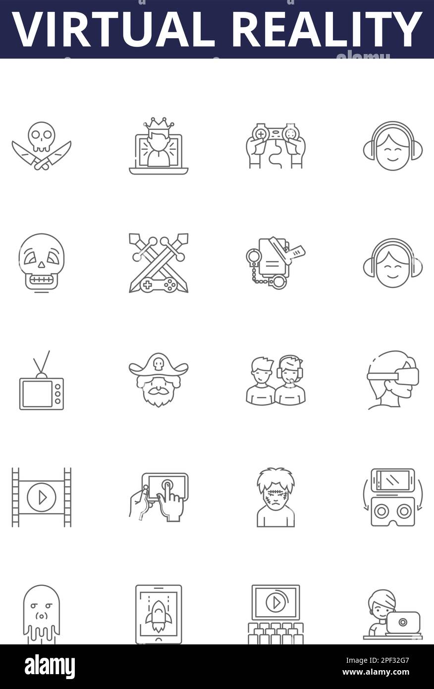 Virtual reality line vector icons and signs. Virtual, Reality ... Virtual reality line vector icons and signs. Virtual, Reality ...