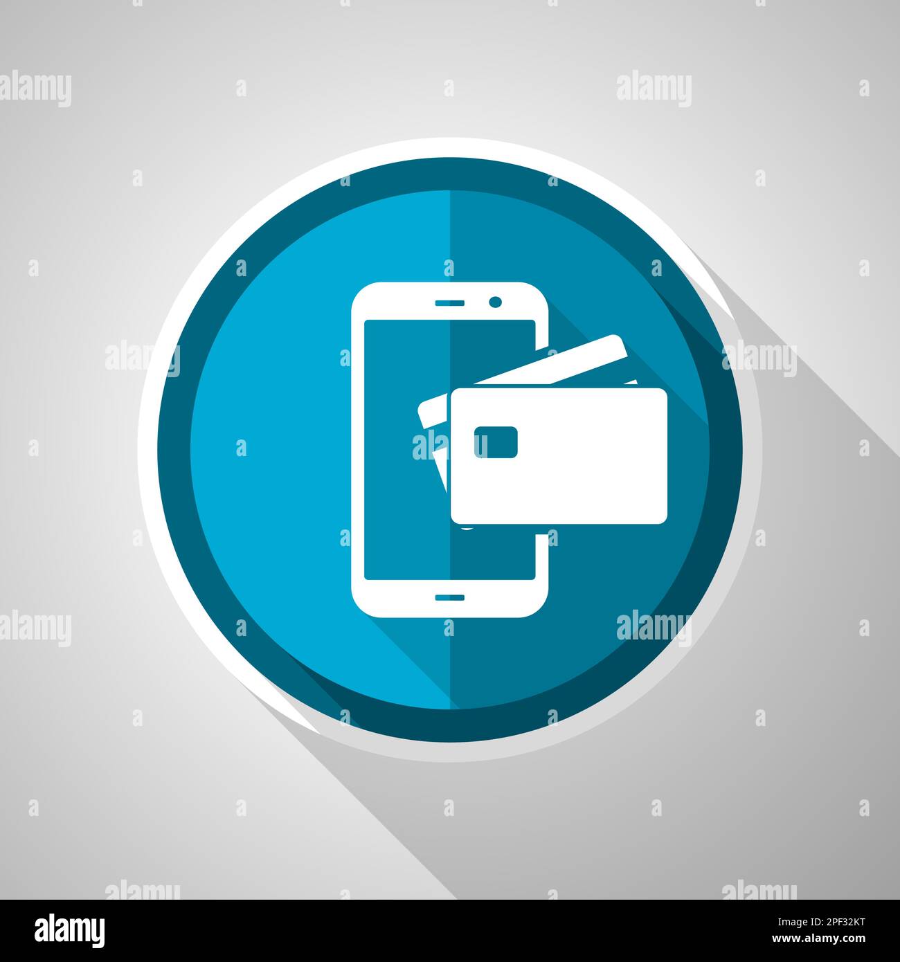 Online, mobile payment symbol, flat design vector blue icon with long ...