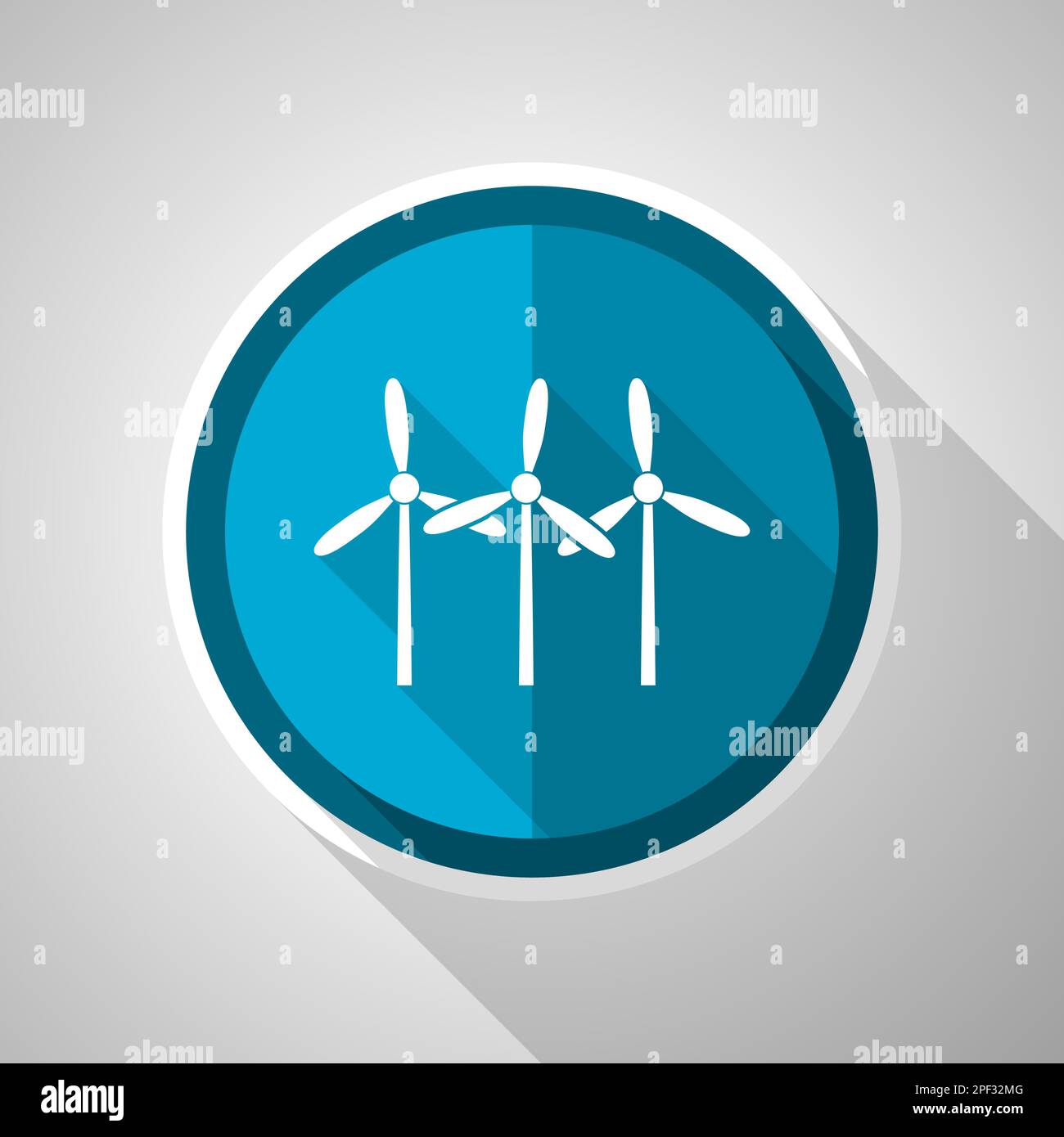 Wind turbines, renewables symbol, flat design vector blue icon with ...