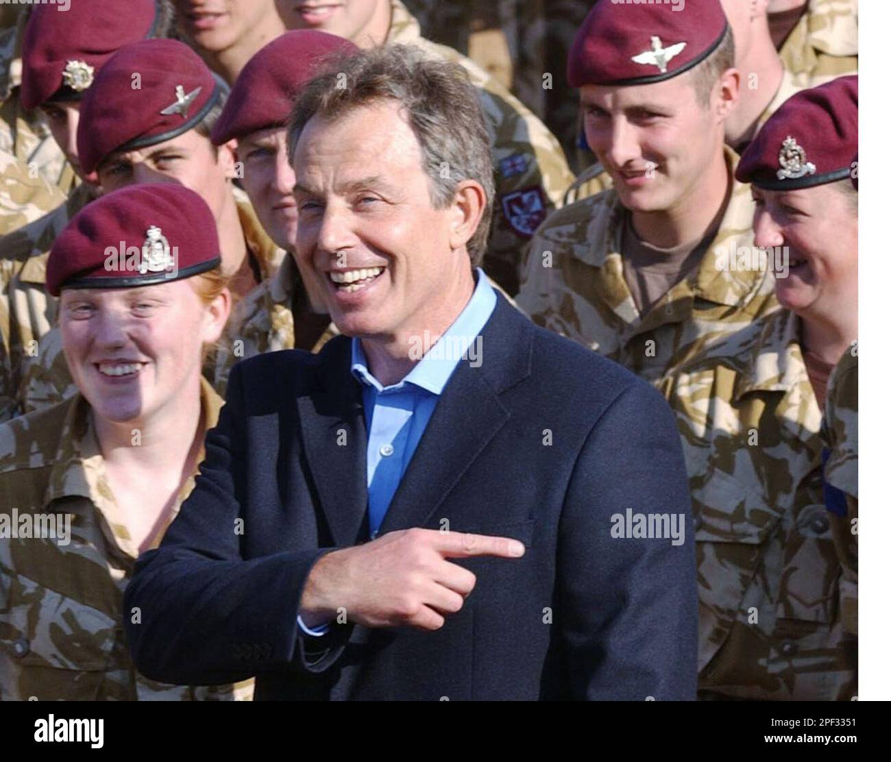 British Prime Minister Tony Blair meets troops as he arrives in Basra ...