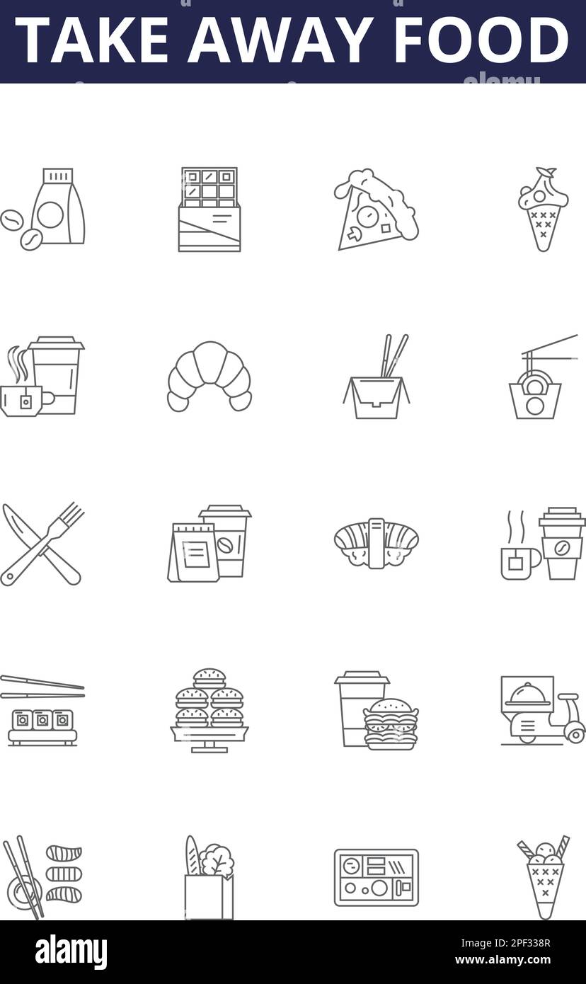 Take away food line vector icons and signs. takeaway, delivery ...