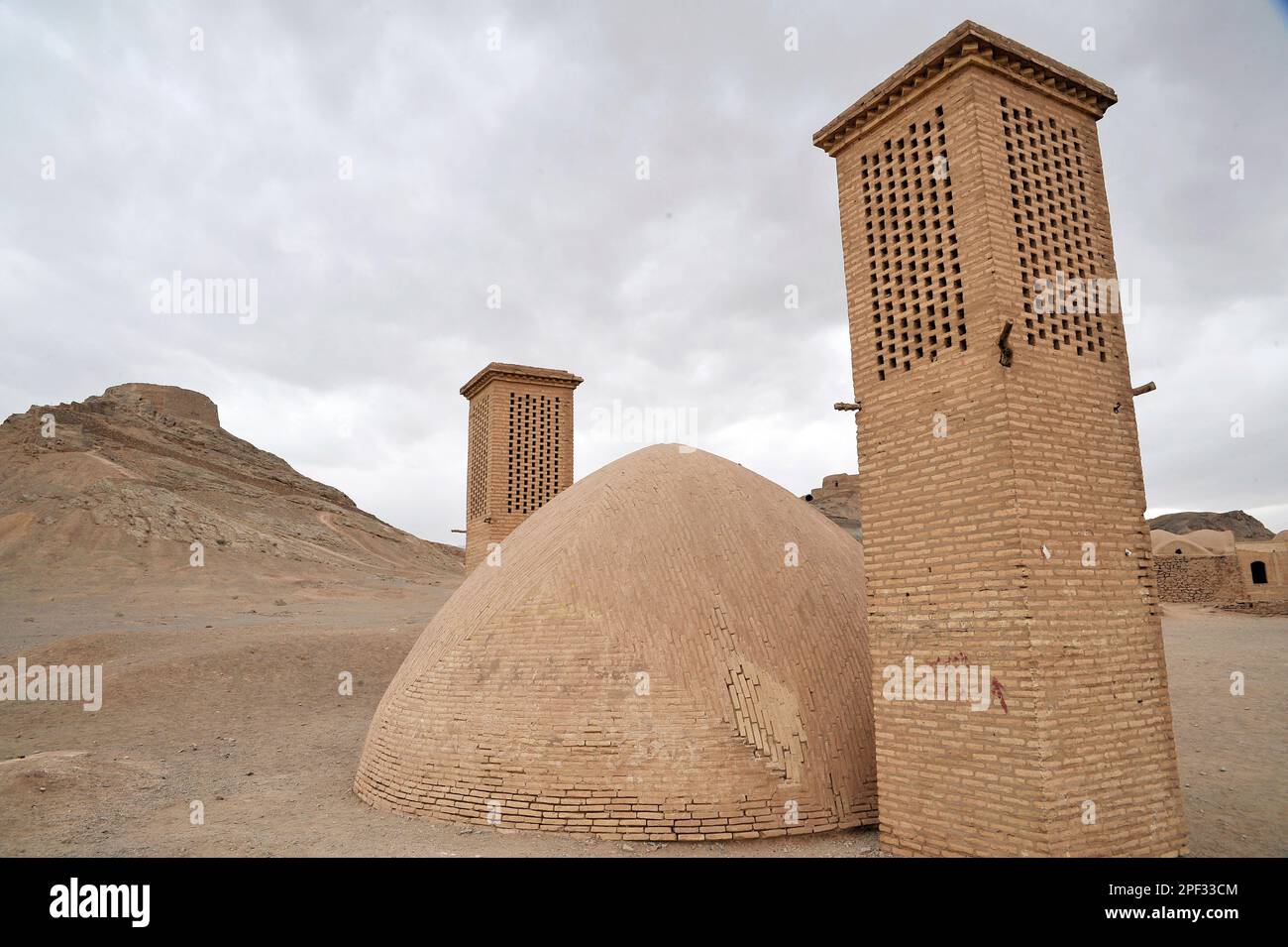 Wind towers used as a natural cooling system for water reservoir in ...