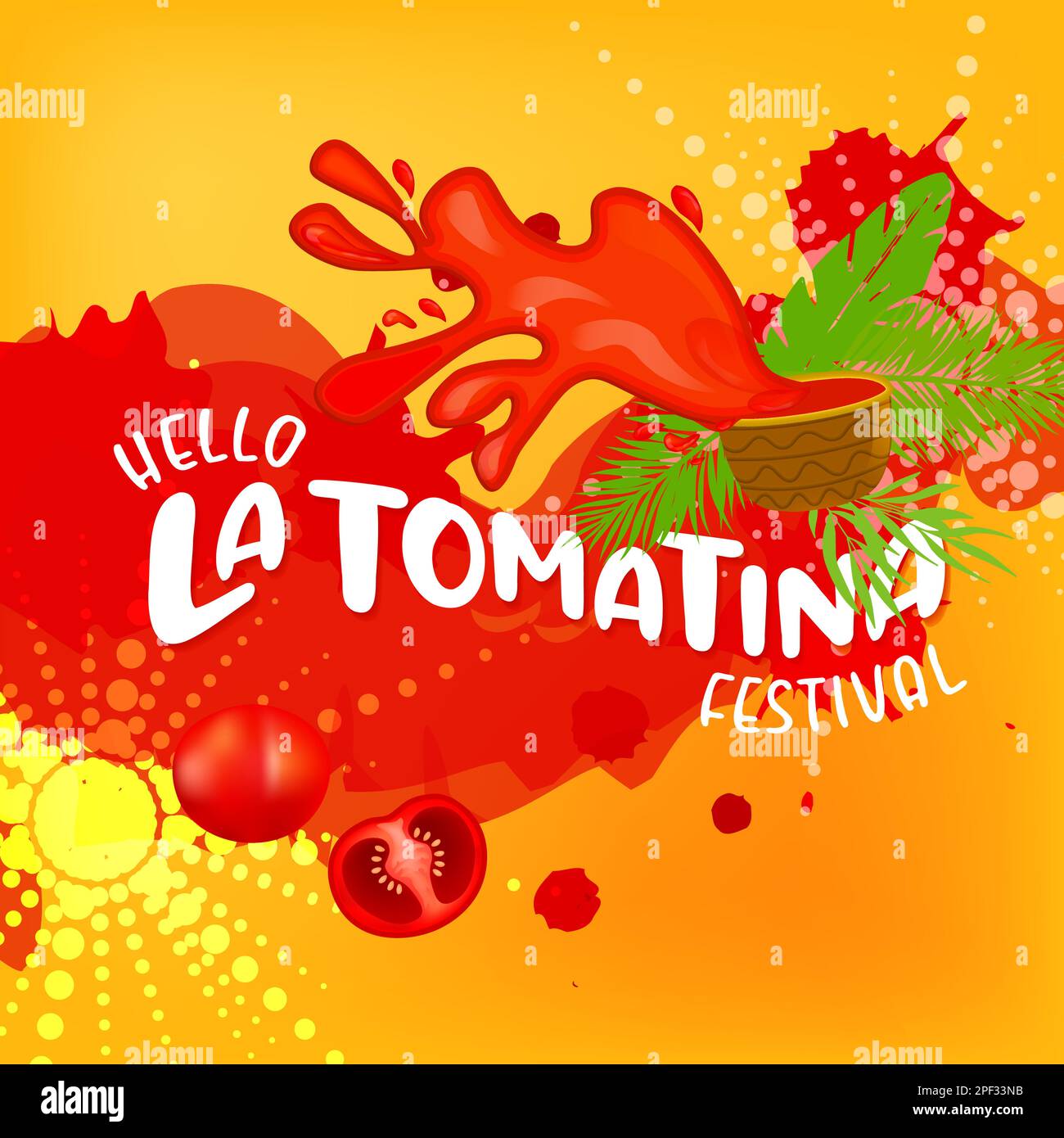 La Tomatina festival banner. La Tomatina in Spain. tomato fight. tomato ...