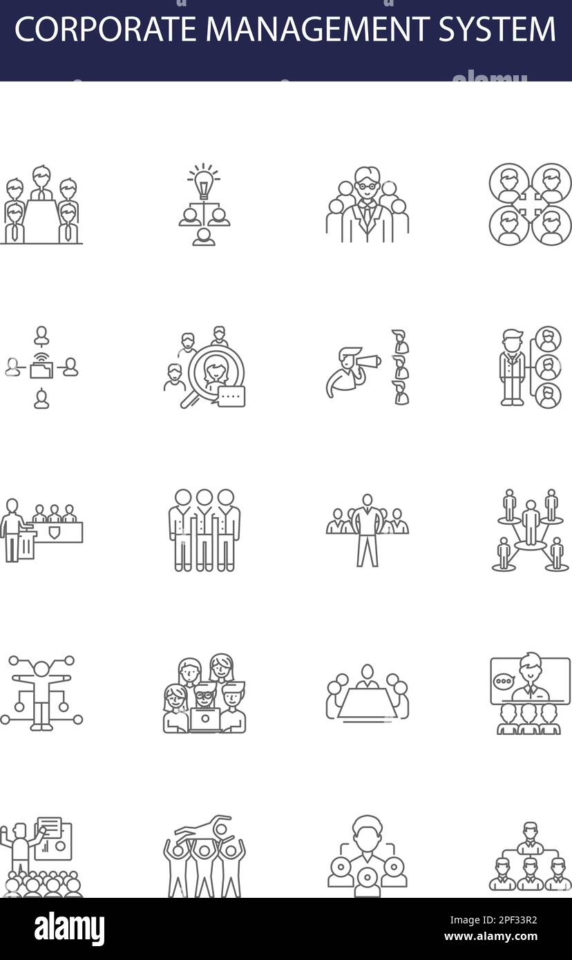 Corporate management system line vector icons and signs. business ...