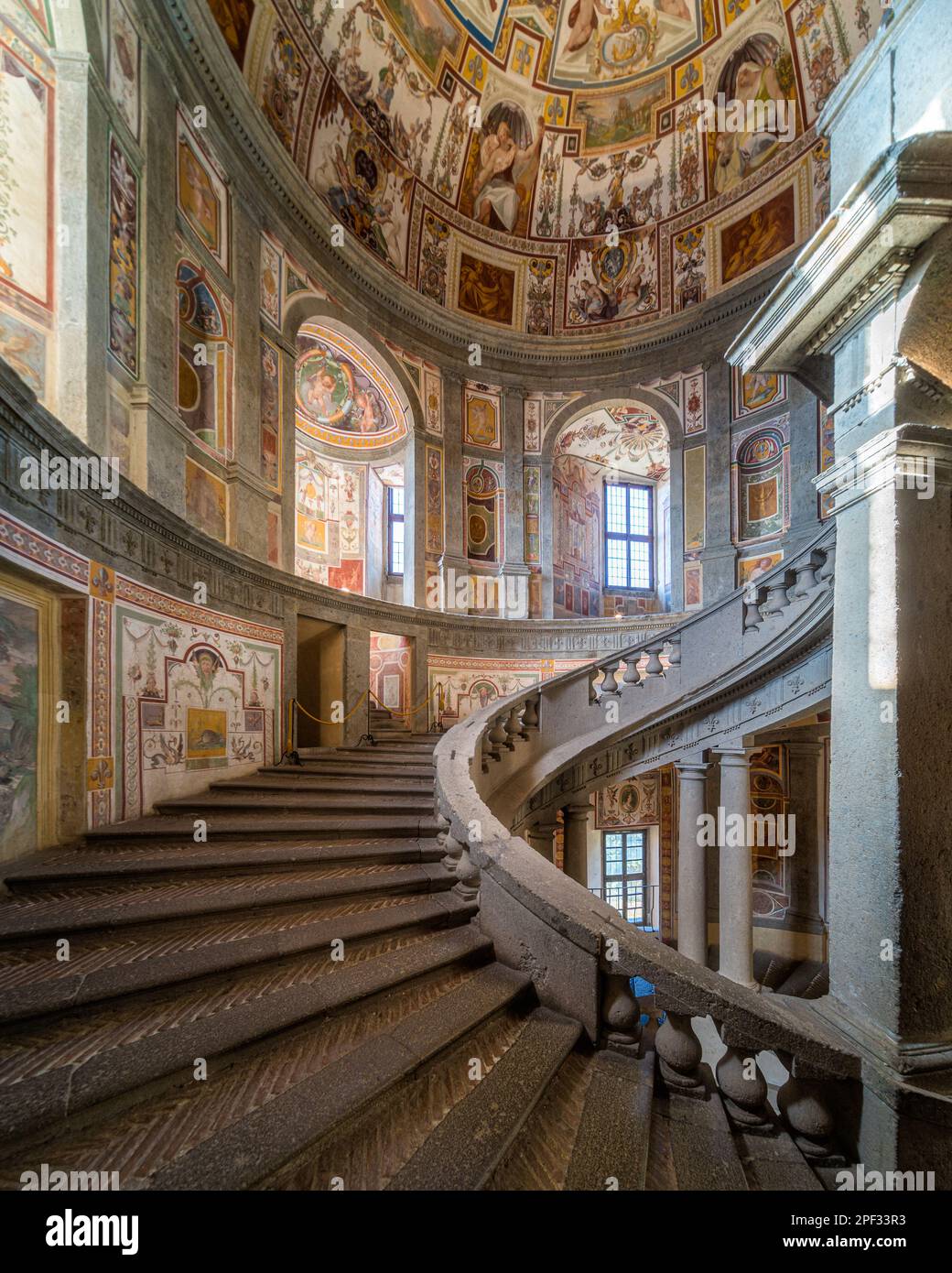 Marvelous frescoed staircase in Farnese Palace in Caprarola, Province ...