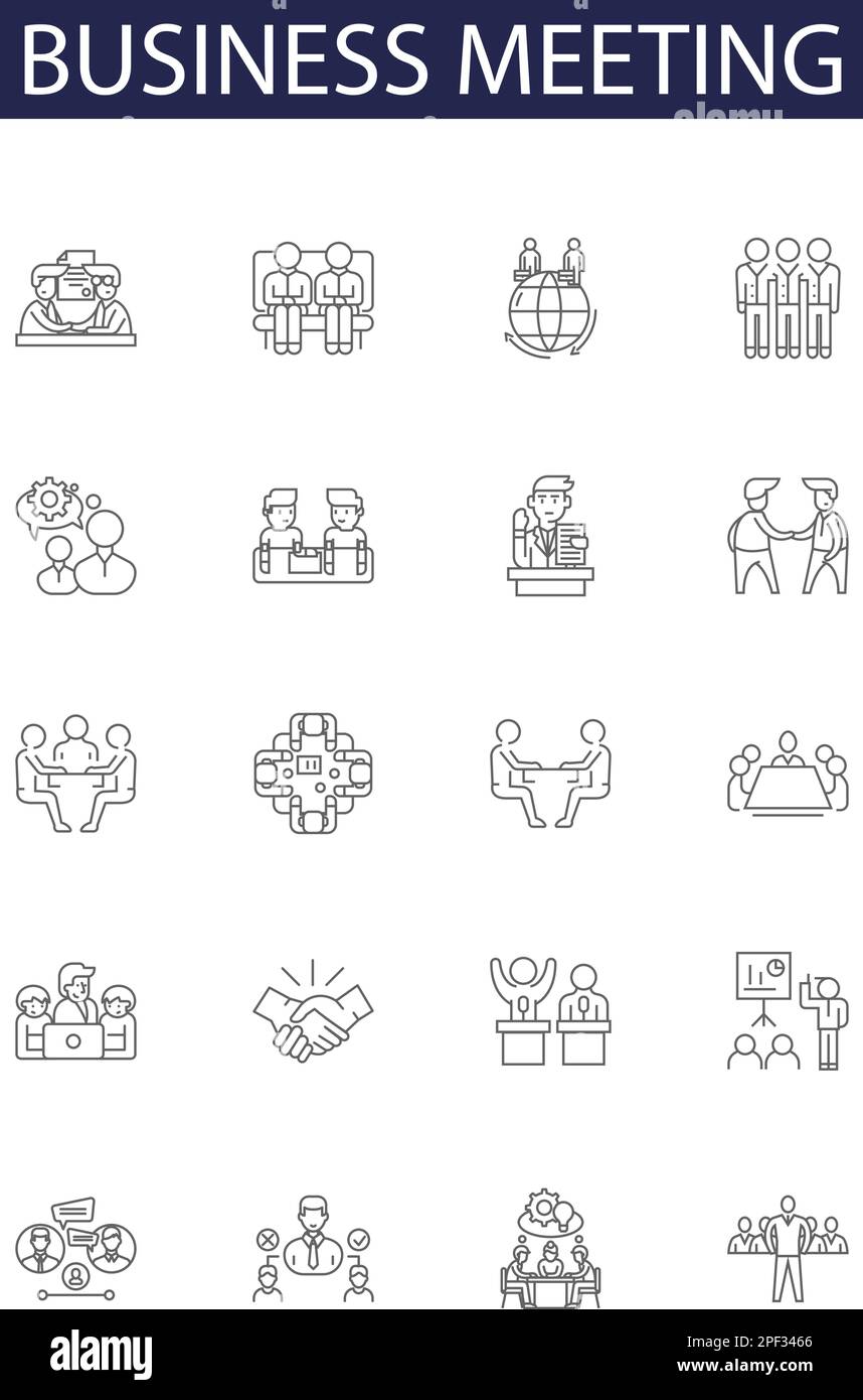 Business meeting line vector icons and signs. Business, Conference ...