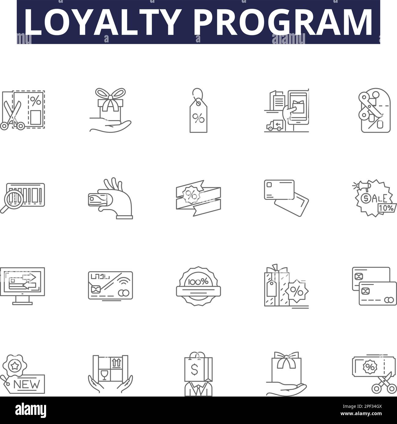 Loyalty program line vector icons and signs. Program, Rewards ... Loyalty program line vector icons and signs. Program, Rewards ...