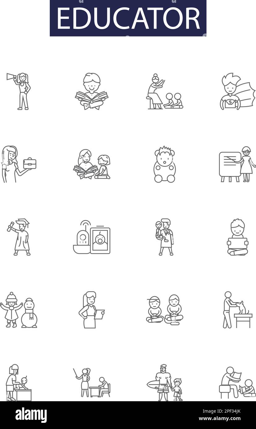 Educator line vector icons and signs. Coach, Leader, Mentor ...