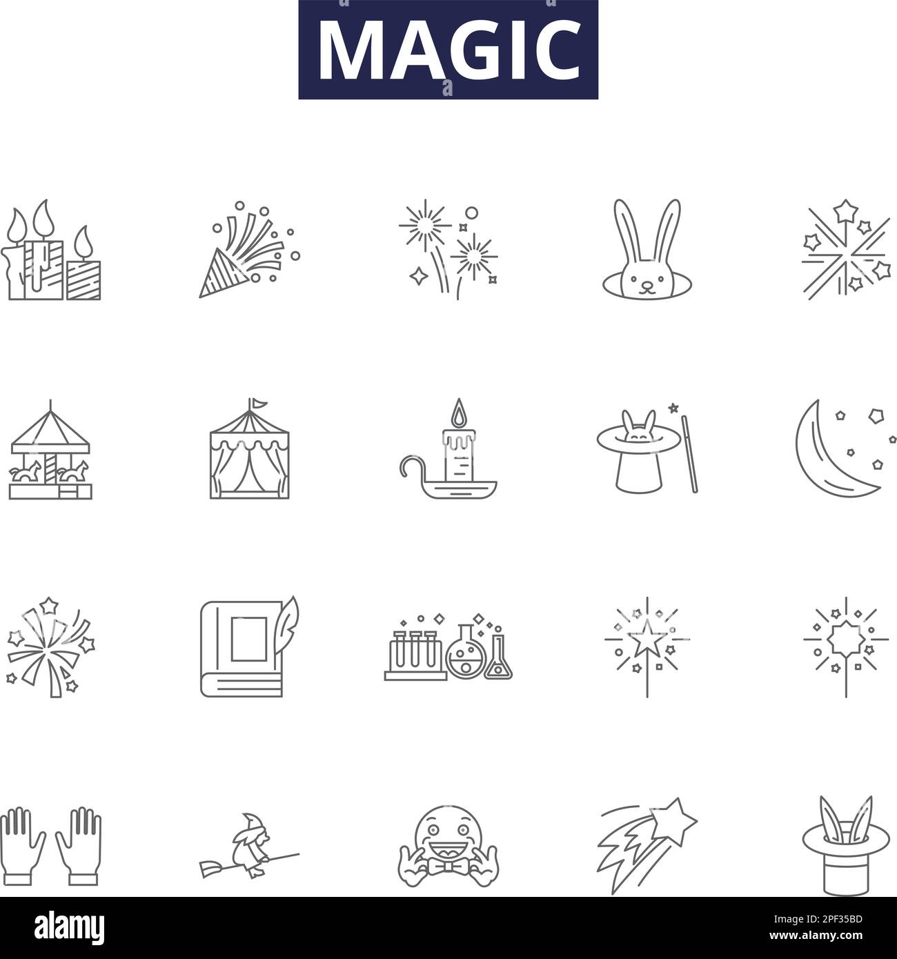 Magic line vector icons and signs. sorcery, miracle, supernatural ...