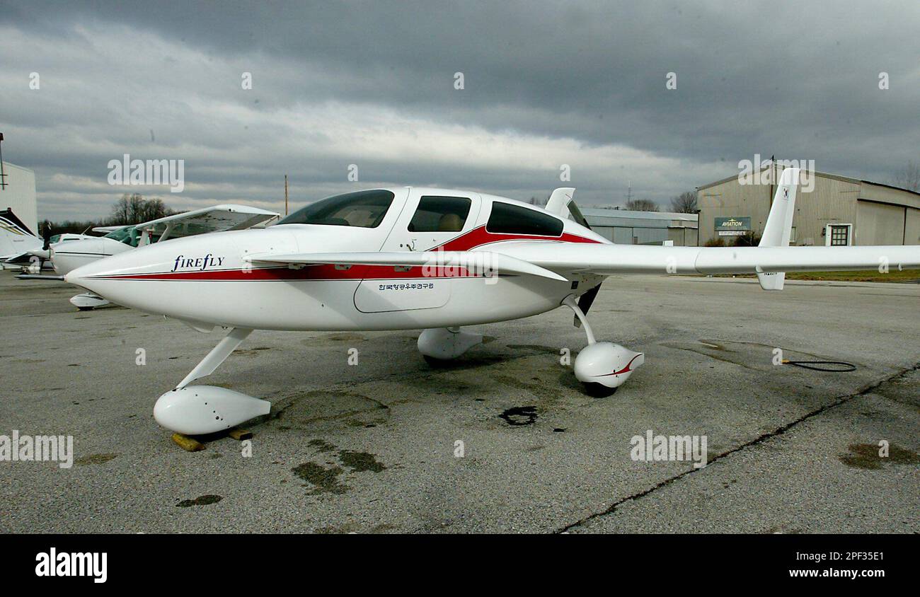 The push-prop plane Firefly, is shown parked at Montgomery County ...