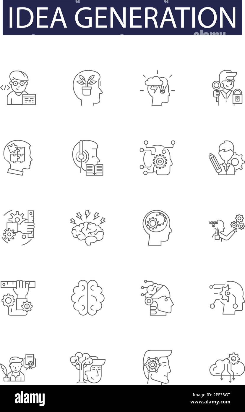 Idea generation line vector icons and signs. Innovation ...