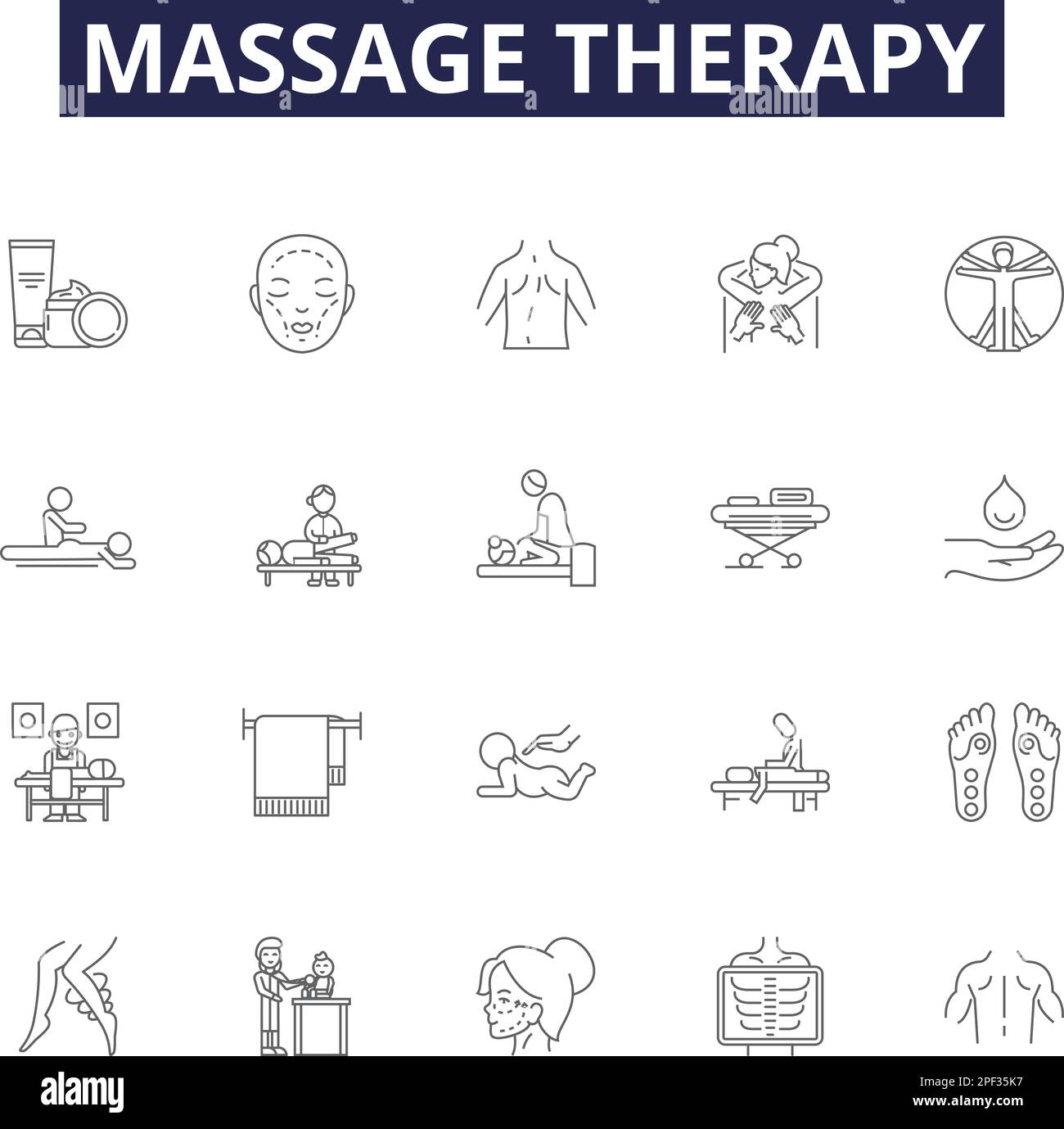 Massage therapy line vector icons and signs. Therapy, Relaxation, Soothing, Stress-relief ...