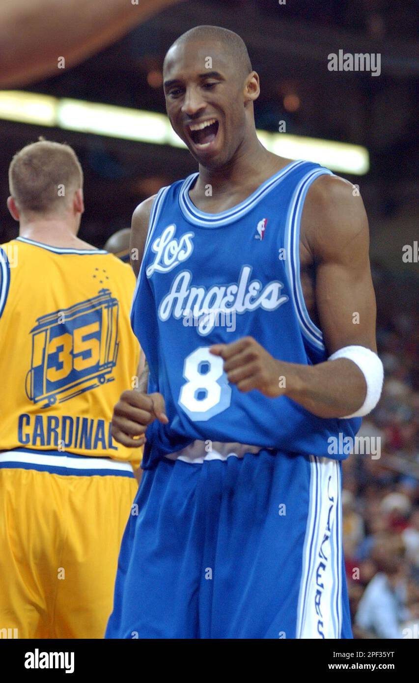 Los Angeles Lakers guard Kobe Bryant gestures after he was fouled in ...