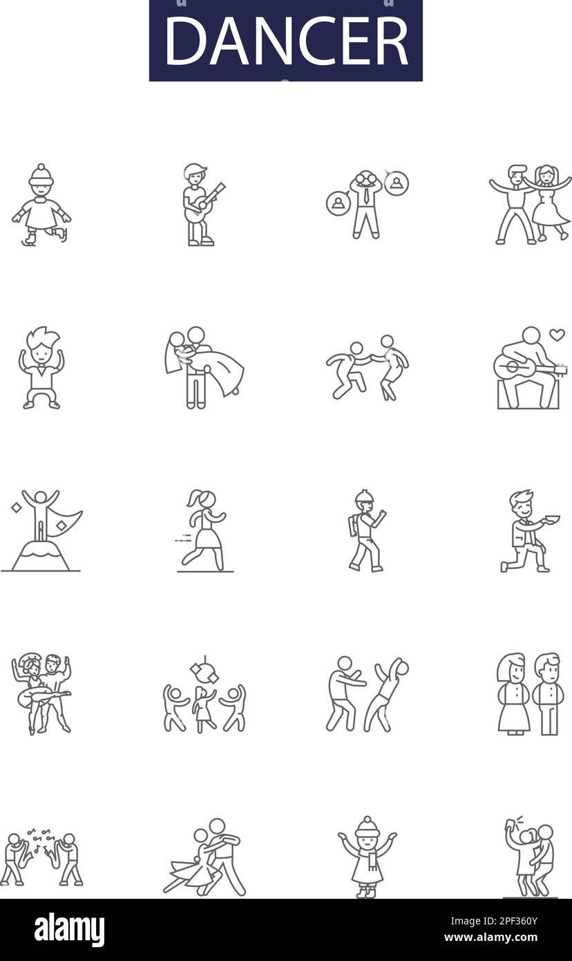 Dancer line vector icons and signs. Twirl, Performance, Hoofing, Ballet ...