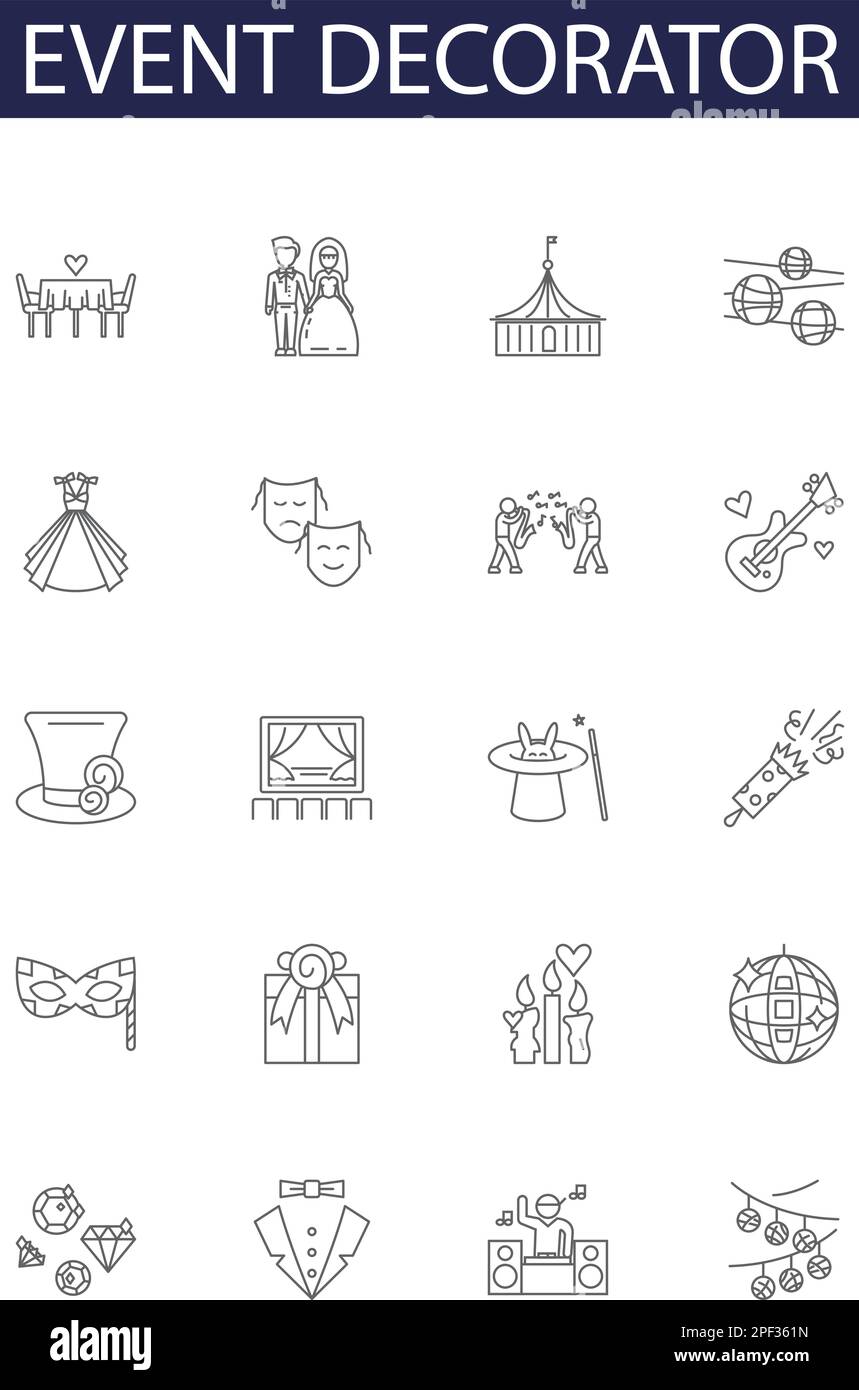 Event decorator line vector icons and signs. beautiful, event, wedding ...