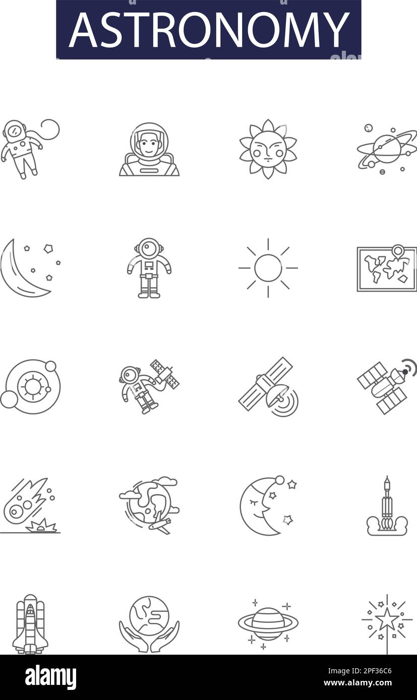 Astronomy line vector icons and signs. Universe, Solar, Cosmic, Galaxy, Constellation, Celestial ...