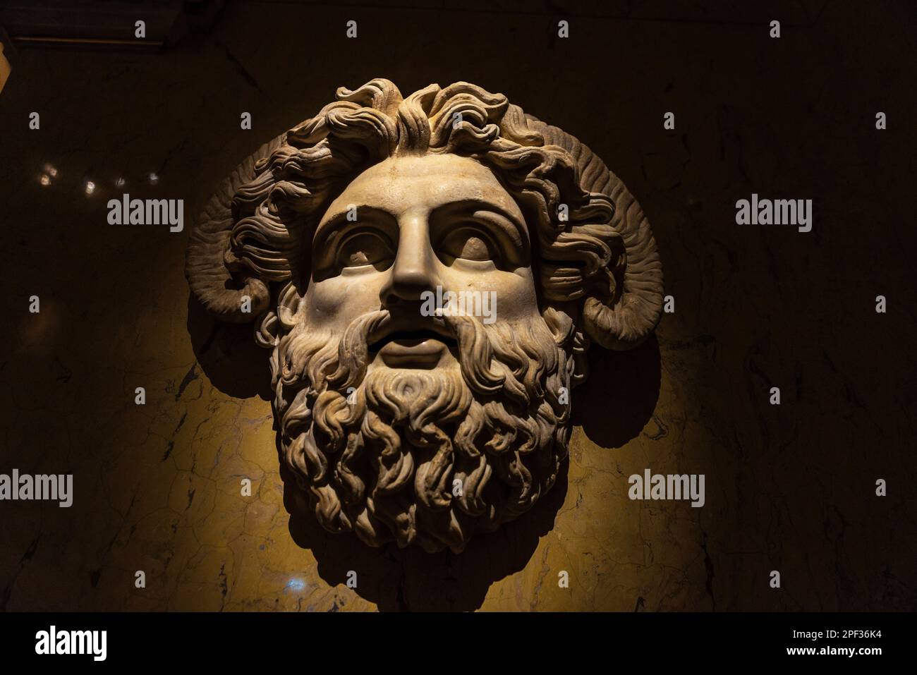 Vienna, Austria - October 15, 2022: Roman statue of a man face with ...