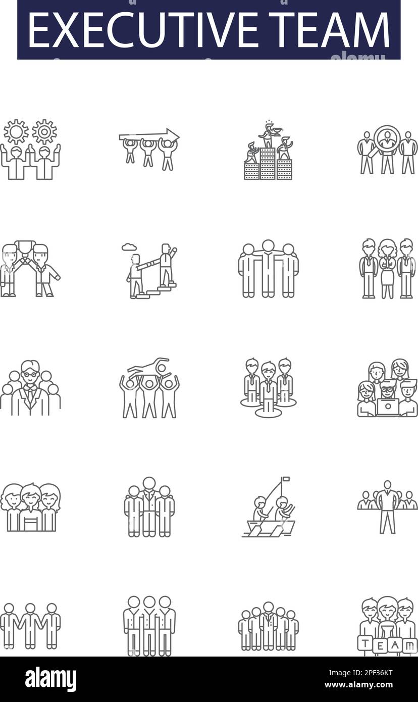 Executive team line vector icons and signs. office, professional ...