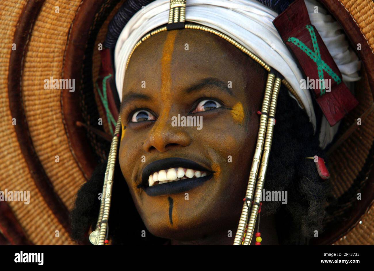 **TO GO WITH STORY TITLED NIGER MR SAHARA** A Wodabe man performs a ...